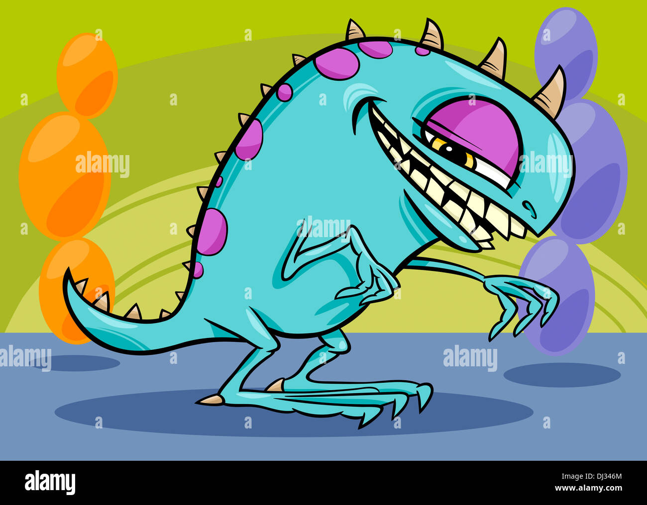 Cartoon Illustration of Funny Monster or Dragon or Fright in Fantasy ...