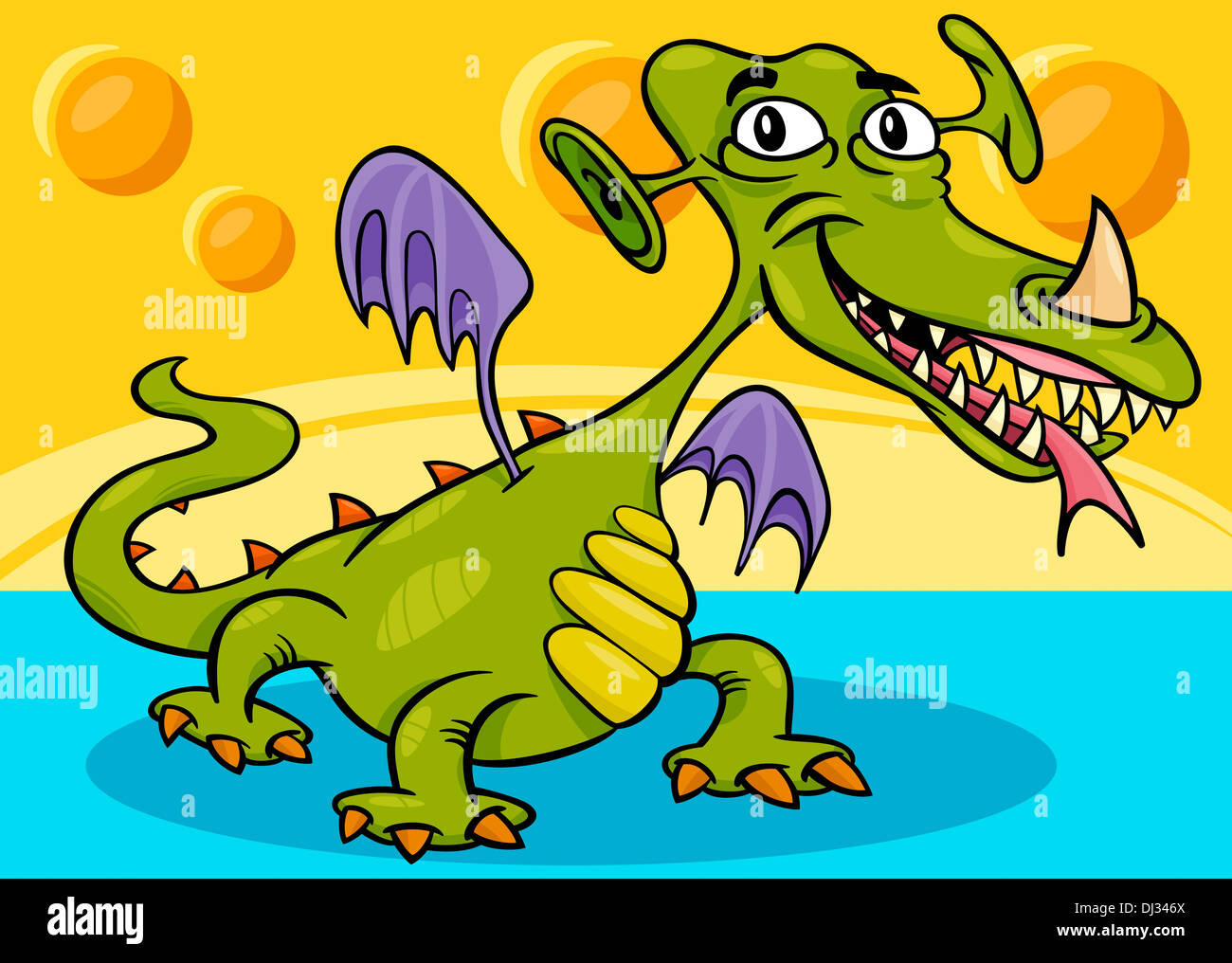 Cartoon Illustration of Funny Monster or Dragon or Fright in Fantasy ...