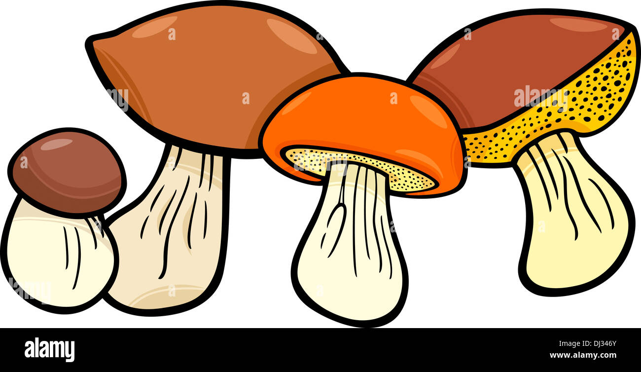 Cartoon Illustration of Mushrooms Food Objects Group Stock Photo - Alamy