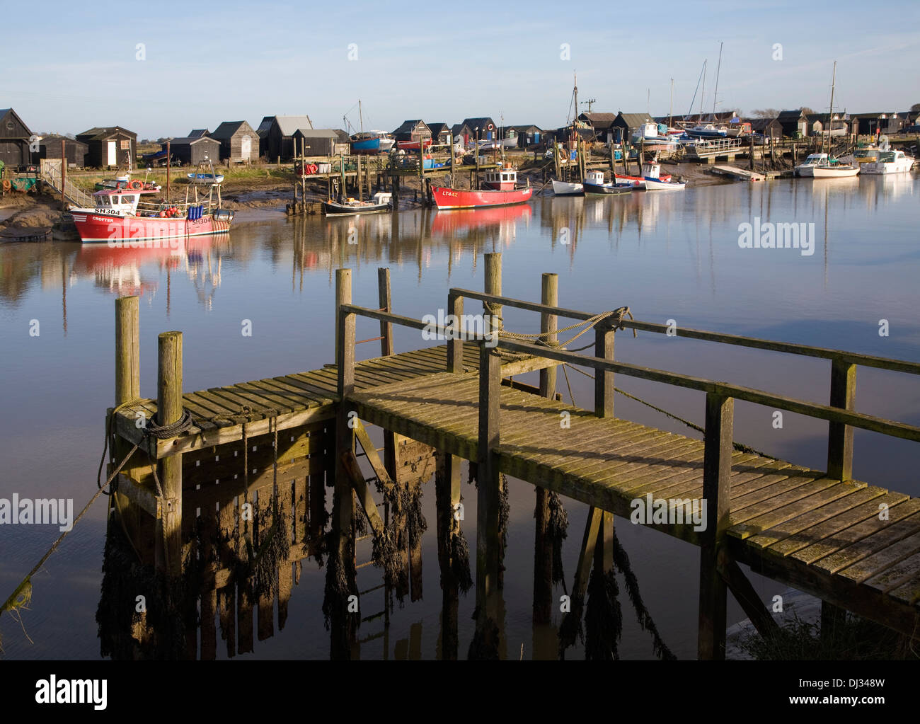 Boats on River Blyth, Southwold harbour from Walberswick, Suffolk ...