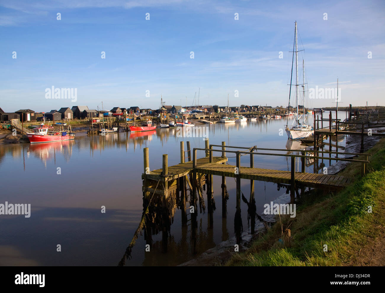 Boats on River Blyth, Southwold harbour from Walberswick, Suffolk ...