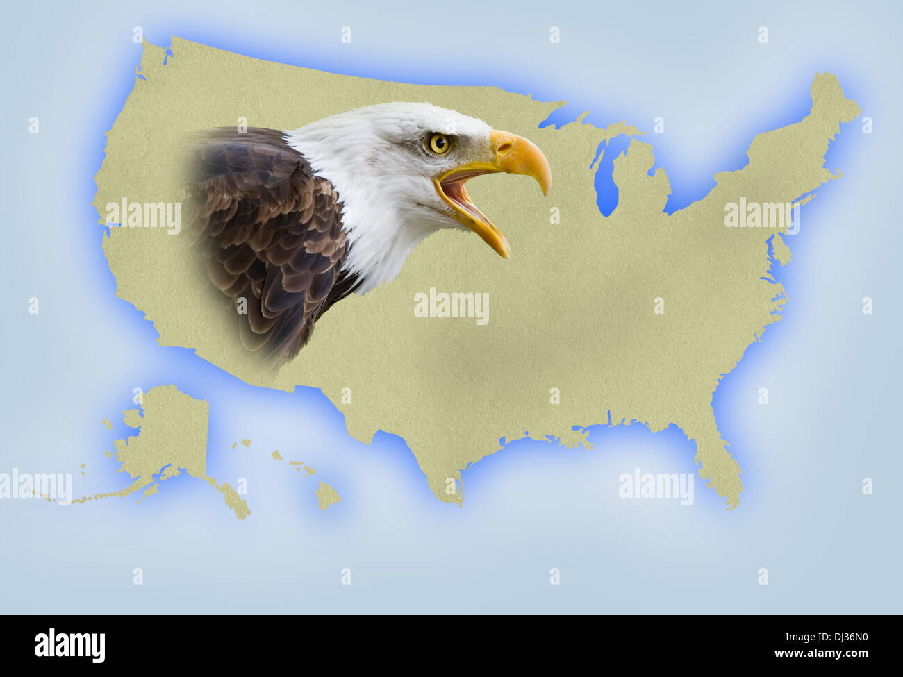 America map eagle hi-res stock photography and images - Alamy