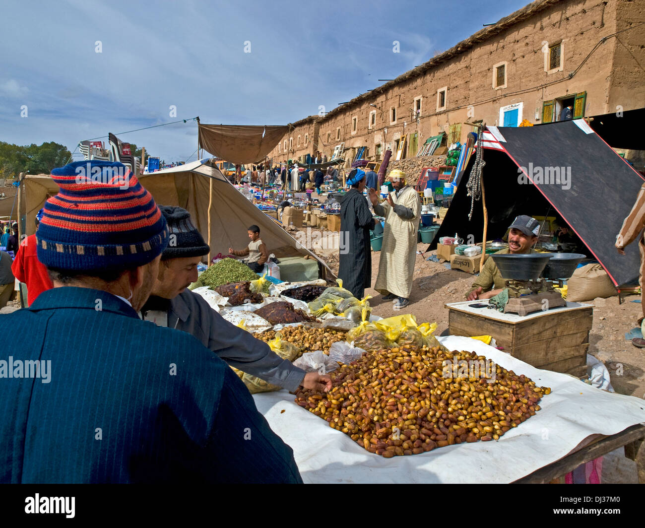 Souk (market) day in the remote Berber village of Tabant,in the ...