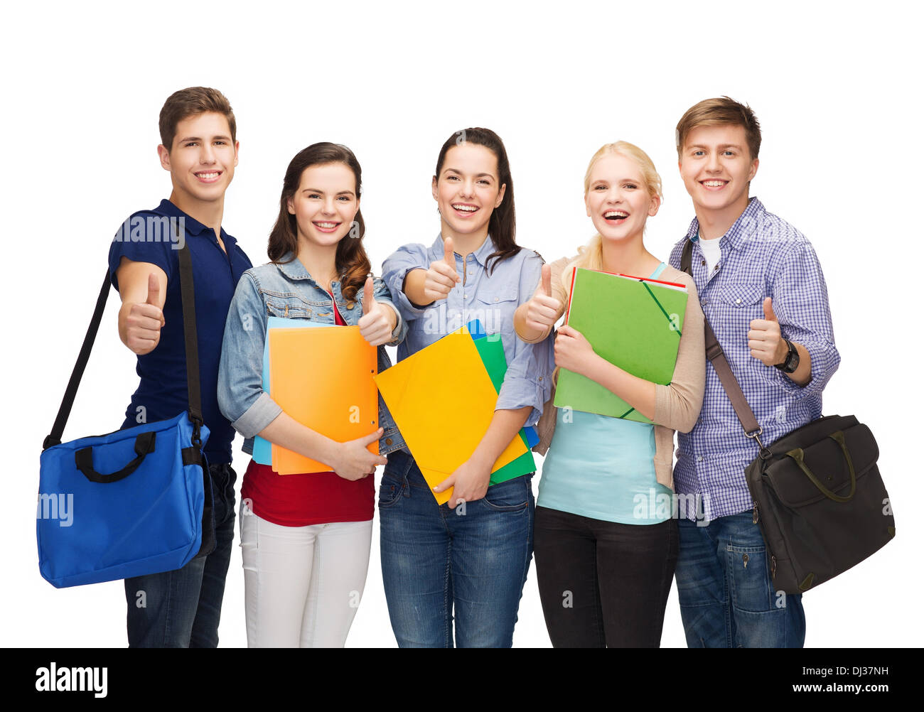 group of smiling students showing thumbs up Stock Photo - Alamy
