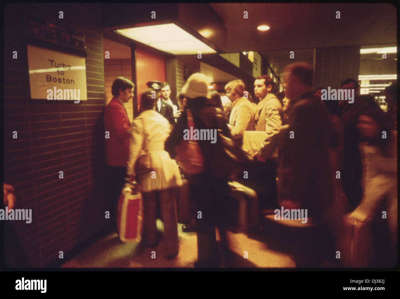 AMTRAK PASSENGERS AT THE PENNSYLVANIA STATION IN NEW YORK CITY WAIT FOR ...
