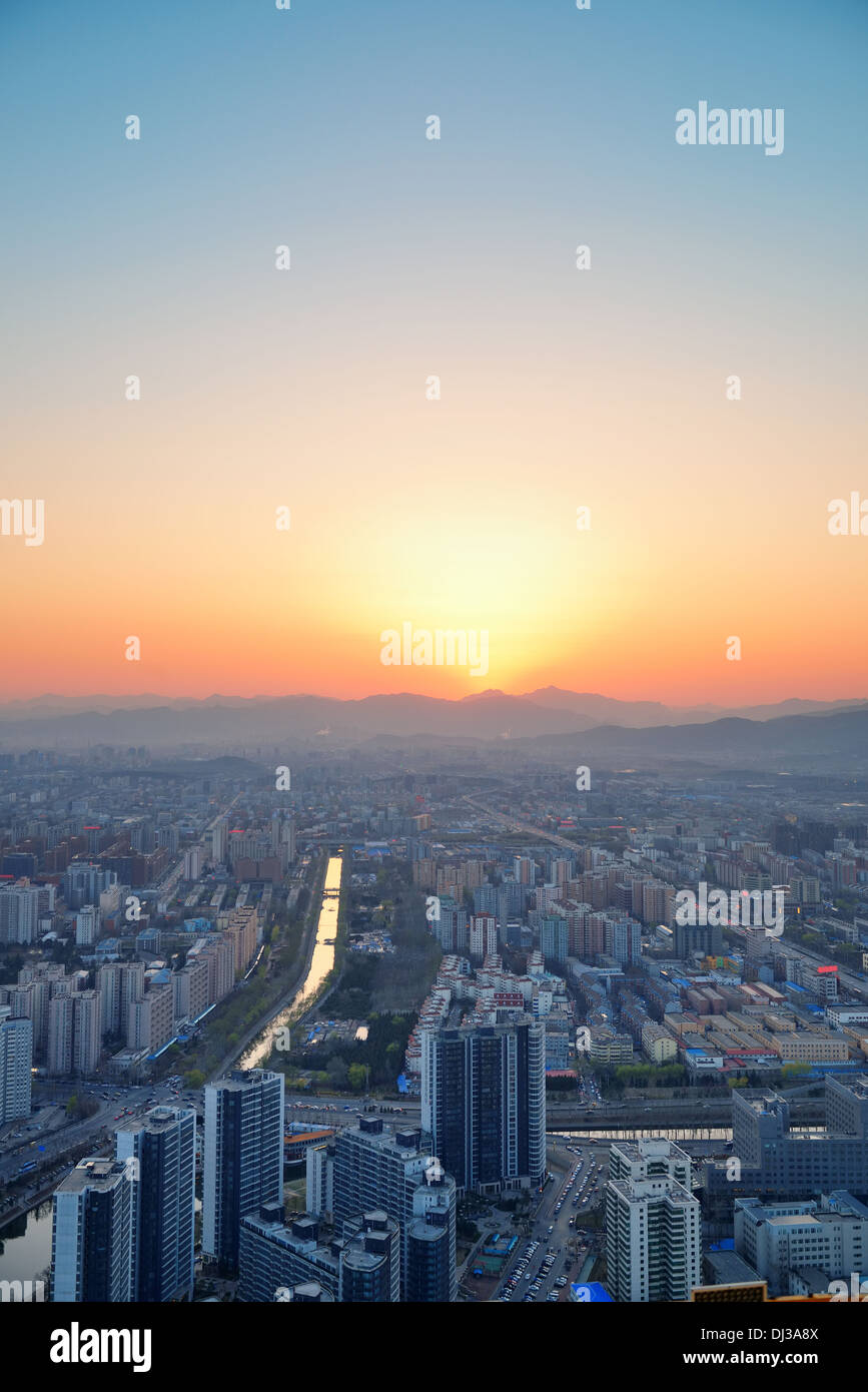 Beijing sunset aerial view with urban buildings Stock Photo - Alamy