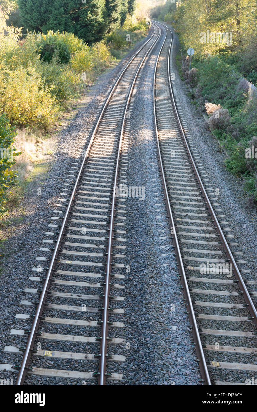 Empty railway tracks at Aston Magna in the Cotswolds UK Stock Photo - Alamy