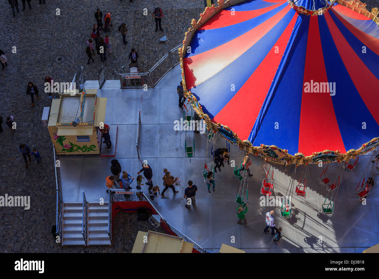 A photograph of a spinning ride at the Herbstmesse (Autumn Fair) in ...