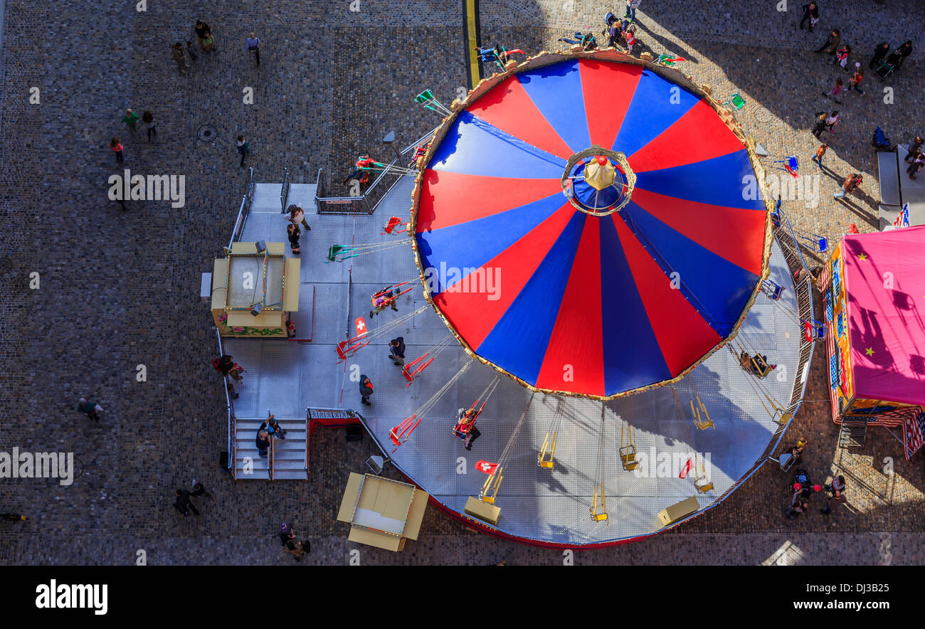 A photograph of a spinning ride at the Herbstmesse (Autumn Fair) in ...