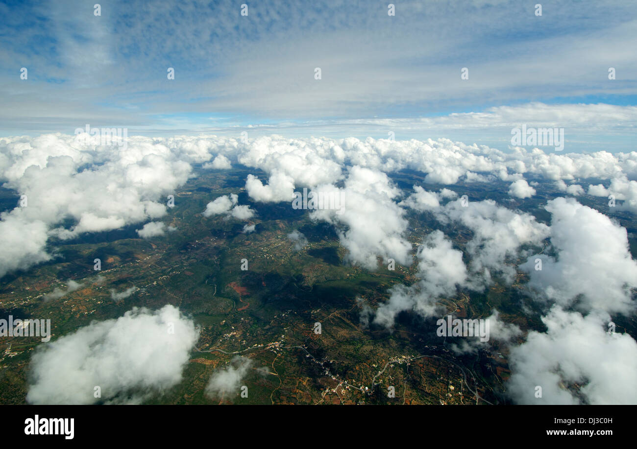 Unusual aerial view of sky and clouds over the earth. Suitable as ...