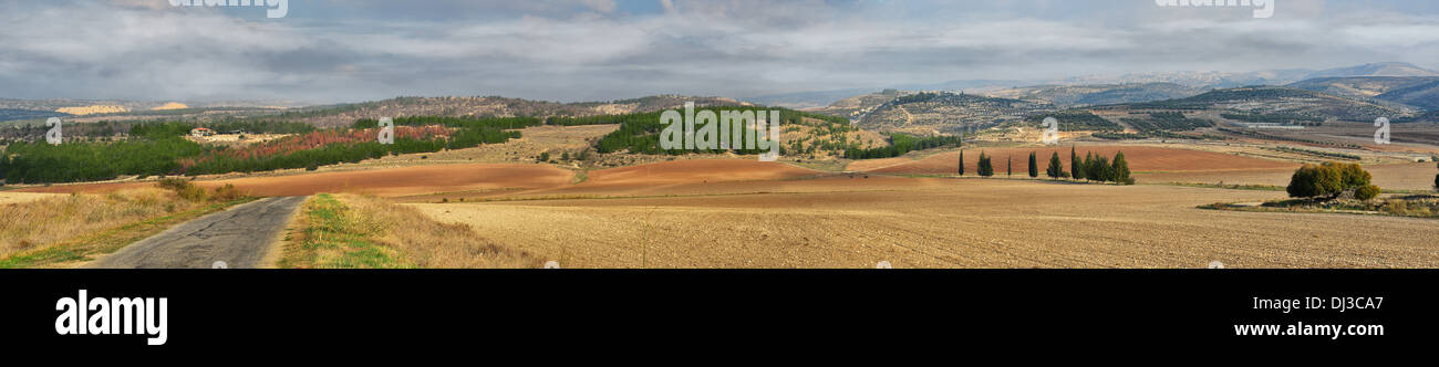 Panorama of fields, villages and agriculture in Israel in November ...