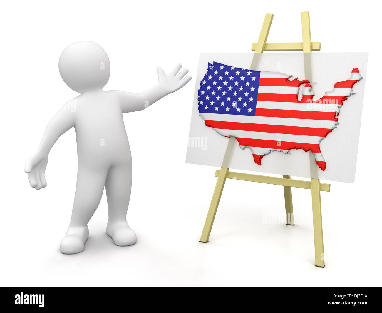 Man and US map (clipping path included Stock Photo - Alamy