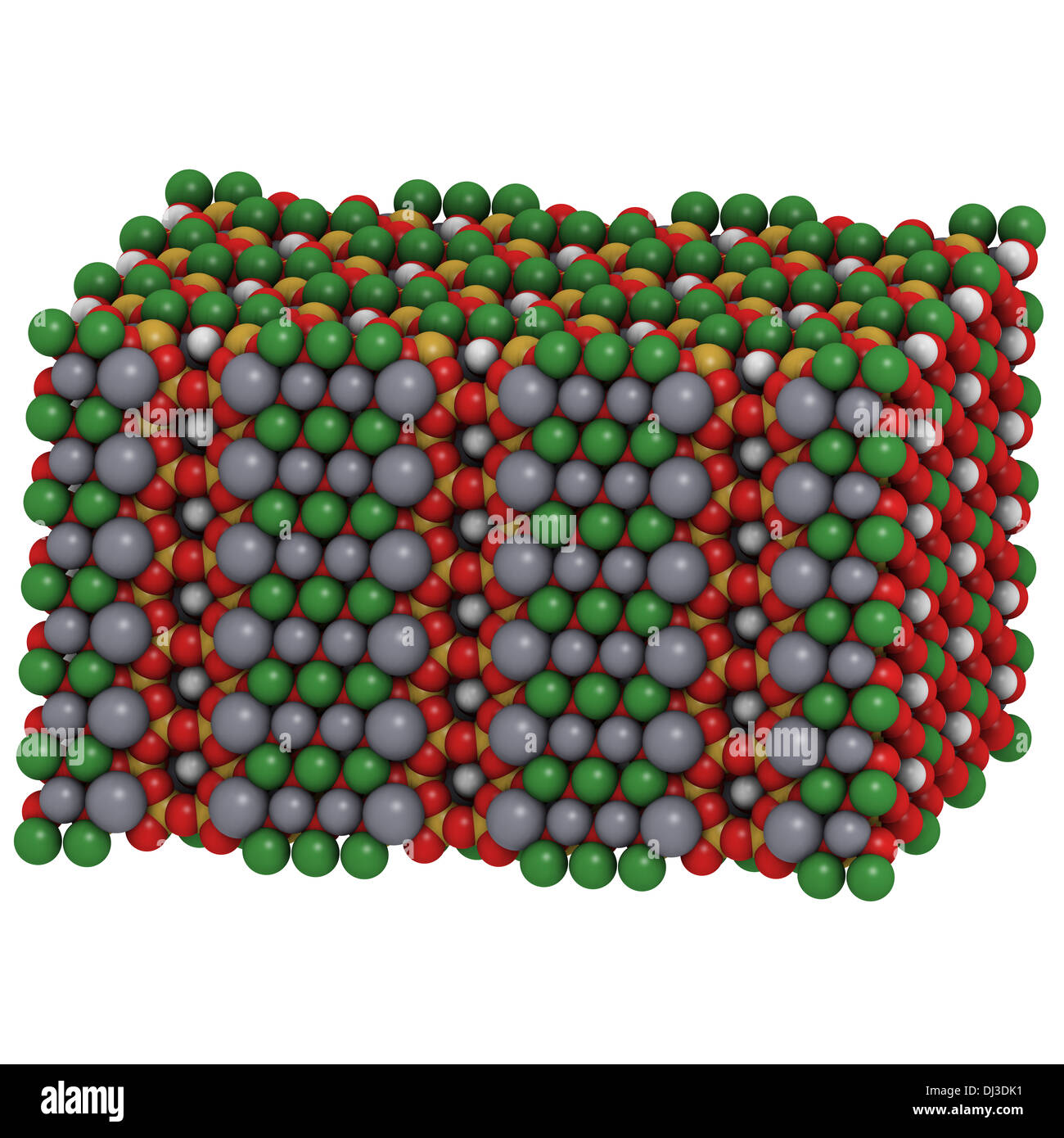 Tremolite asbestos, crystal structure. The fibrous form of this mineral ...