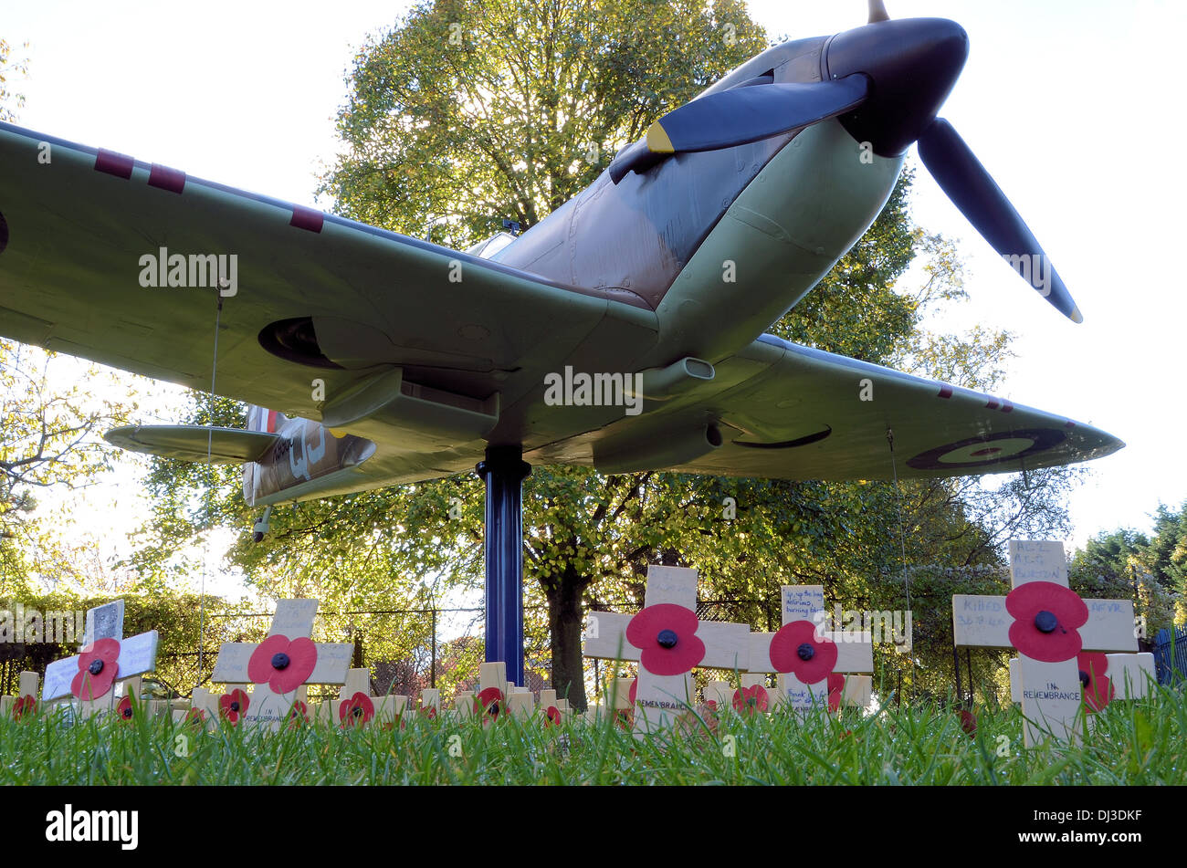 Spitfire replica positioned outside the Biggin Hill Chapel of ...