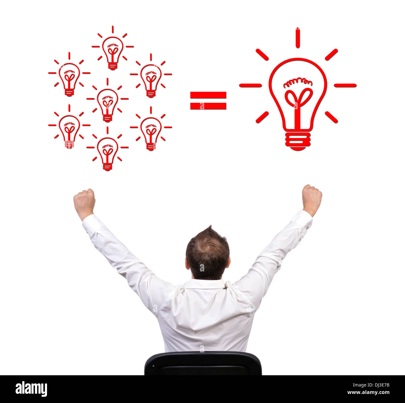 businessman winner and idea formula on white background Stock Photo - Alamy