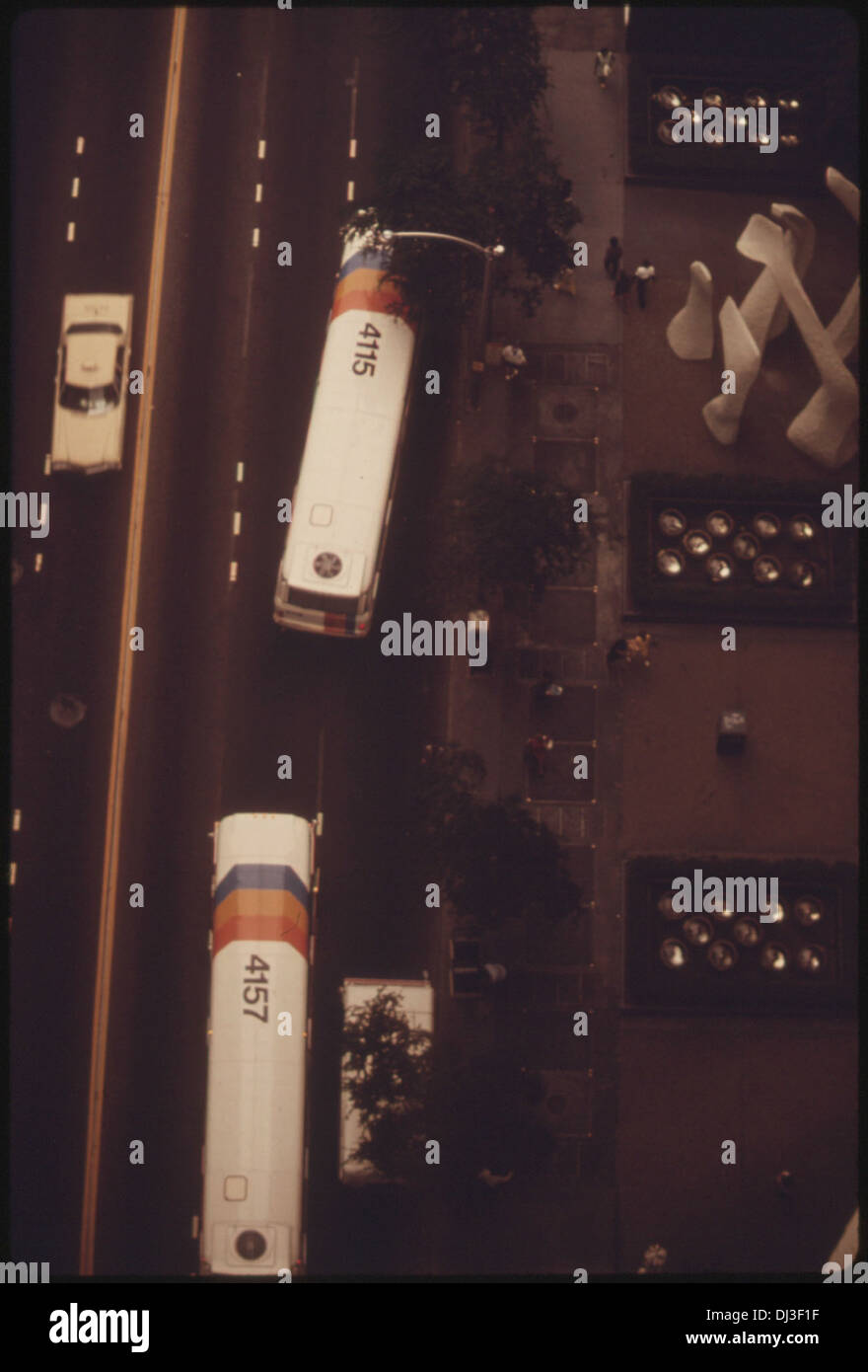 An overhead view of MARTA buses in downtown Atlanta, Georgia, showing ...