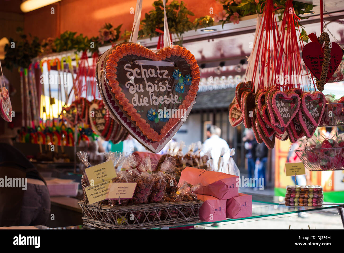 A photograph of some heart shaped sweets at the Herbstmesse (Autumn ...