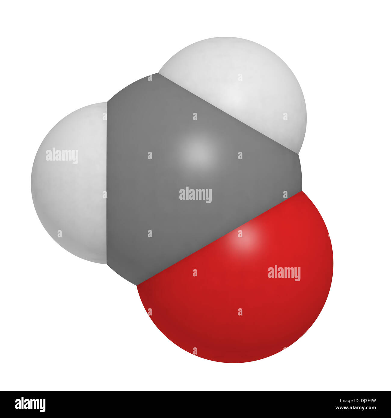 Formaldehyde (CH2O) molecule, chemical structure. Atoms are represented ...