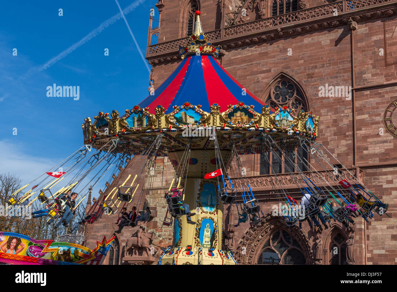 A photograph of a spinning ride at the Herbstmesse (Autumn Fair) in ...