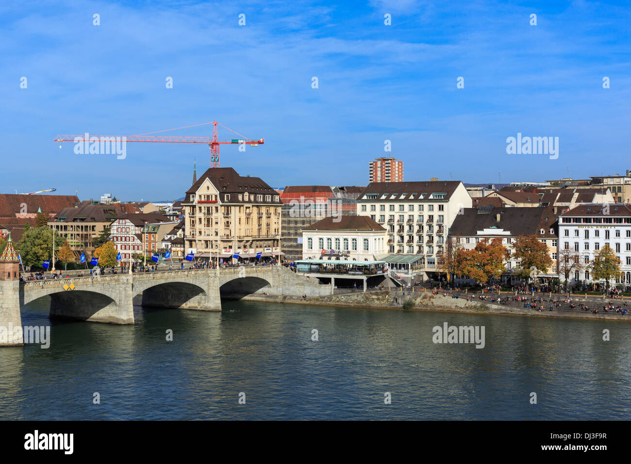A photograph of the Mittlerebücke (middle bridge) on the Rhine River in ...