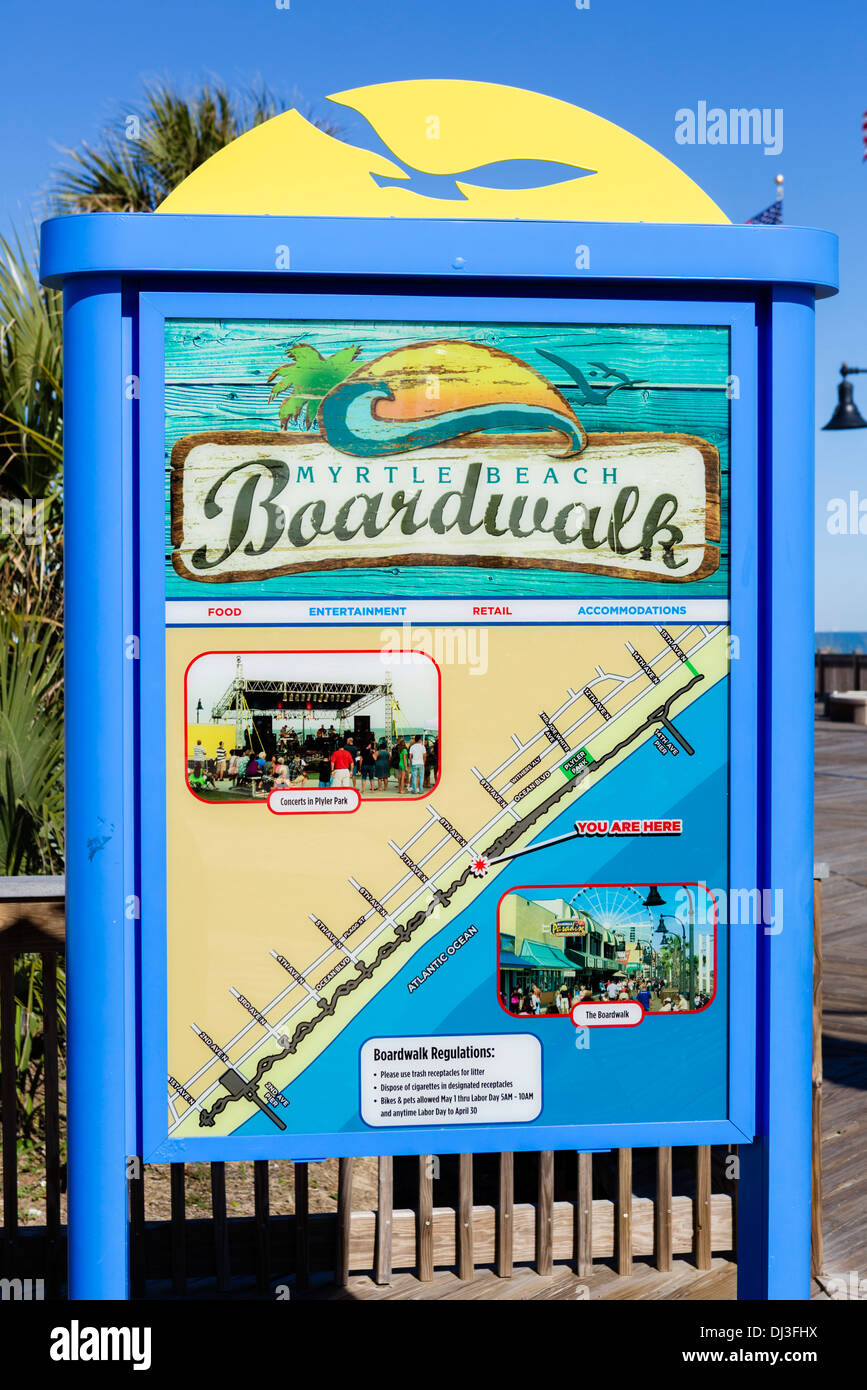 Sign for the Myrtle Beach Boardwalk, Myrtle Beach, South Carolina, USA ...