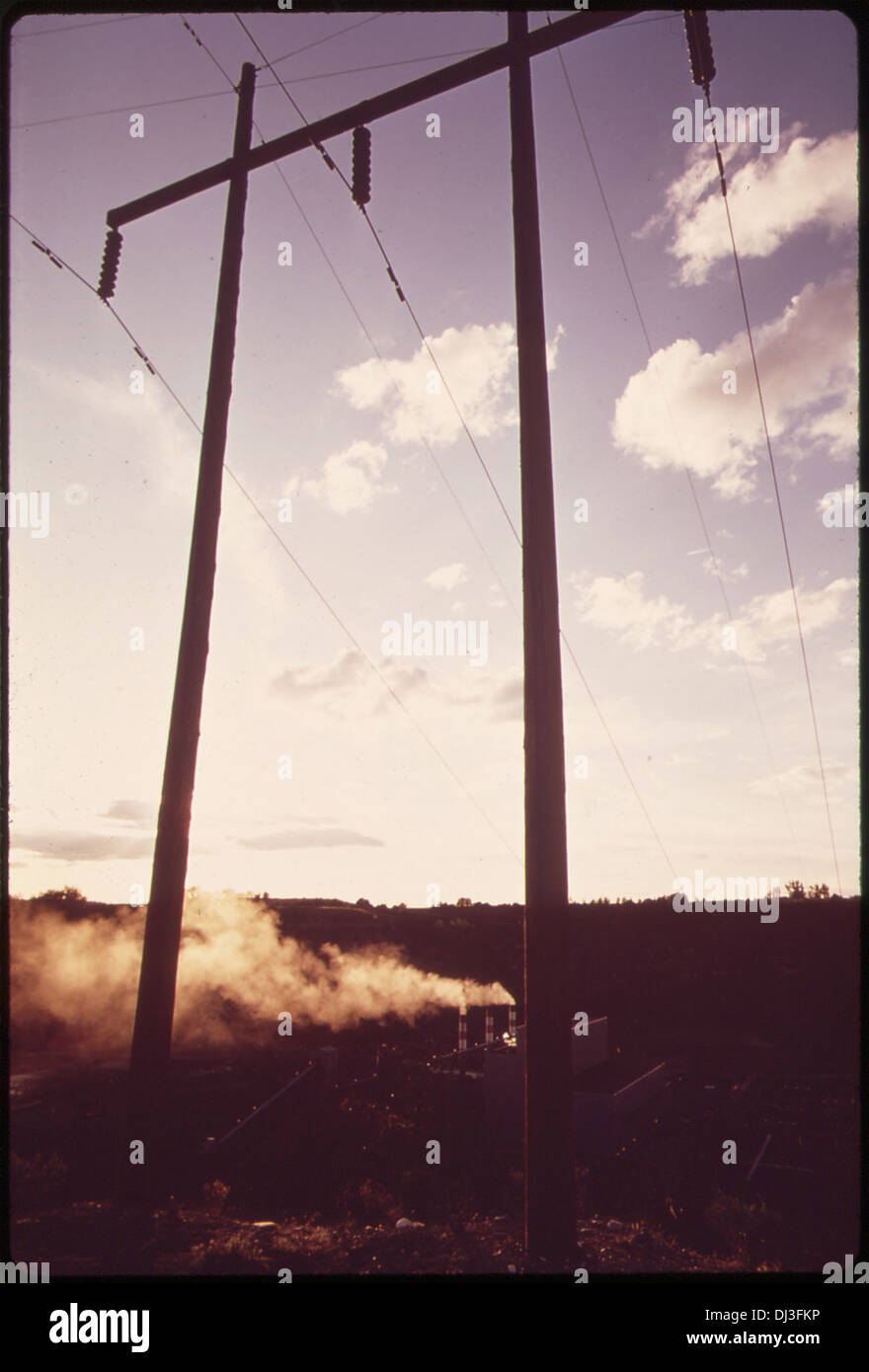 Power lines at a Rural Electric Administration power plant provide ...