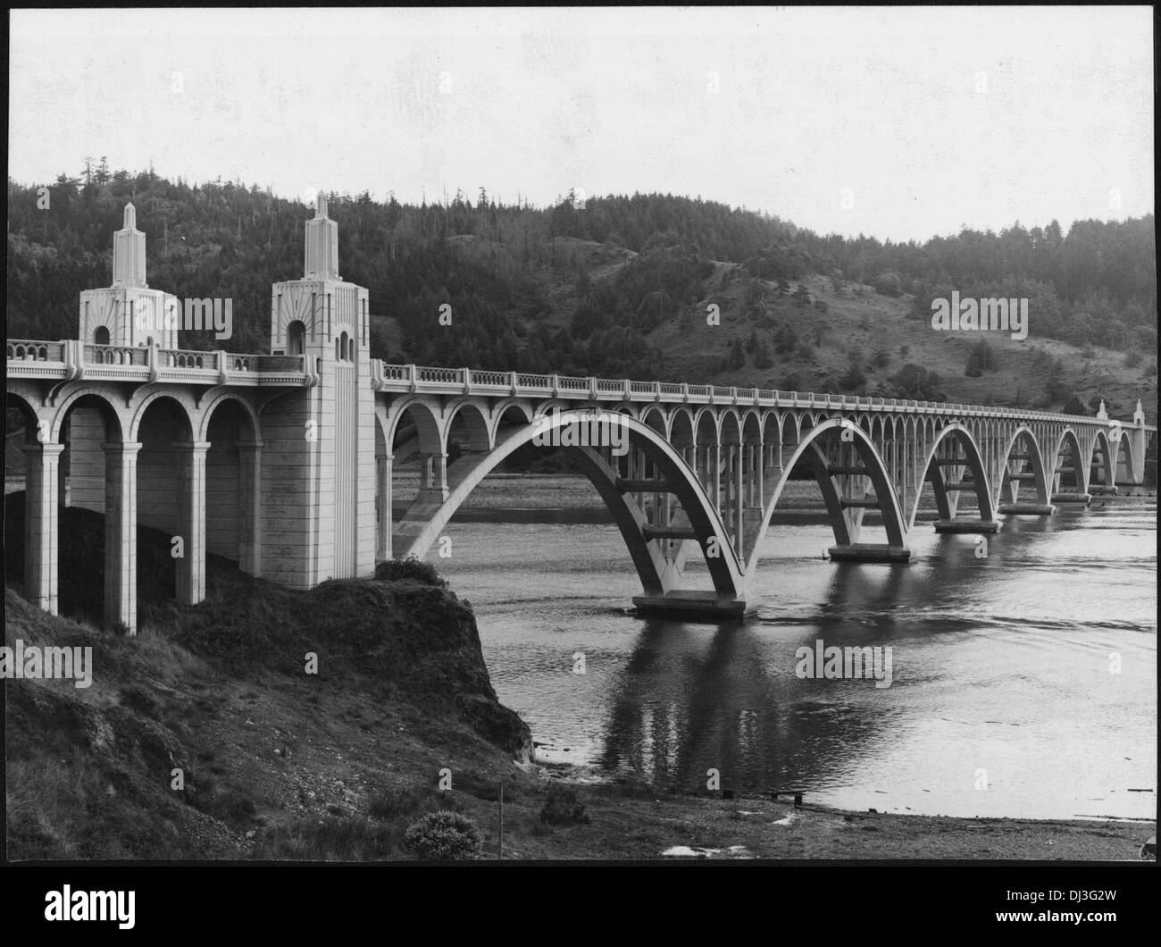 The Rogue River Bridge, located in Oregon, spans the Rogue River, a key ...