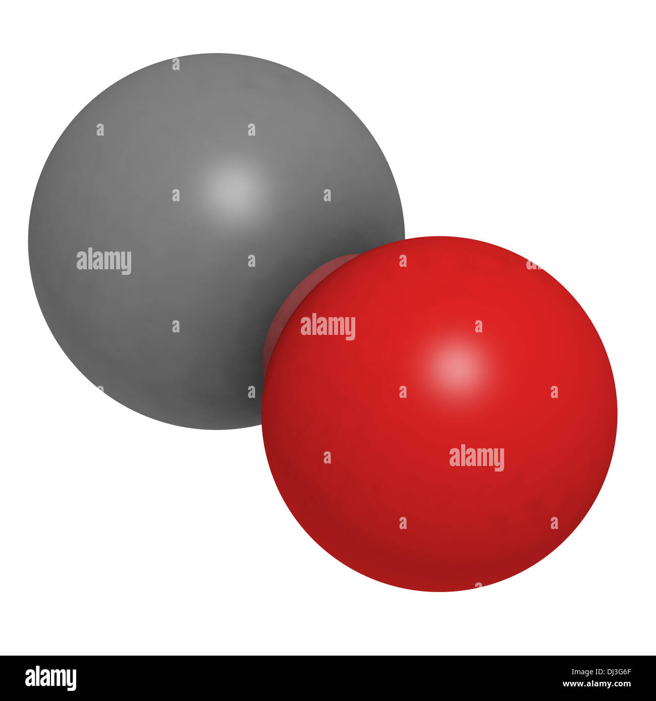 Carbon monoxide (CO) molecule. Highly toxic gas. Atoms are represented ...