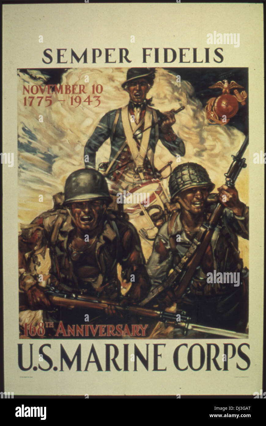 A photograph of the U.S. Marine Corps emblem, featuring the motto ...