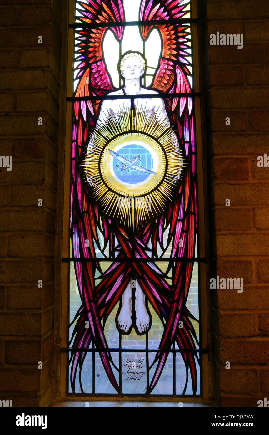 One of the stained glass windows in the Chapel of Remembrance at Biggin ...