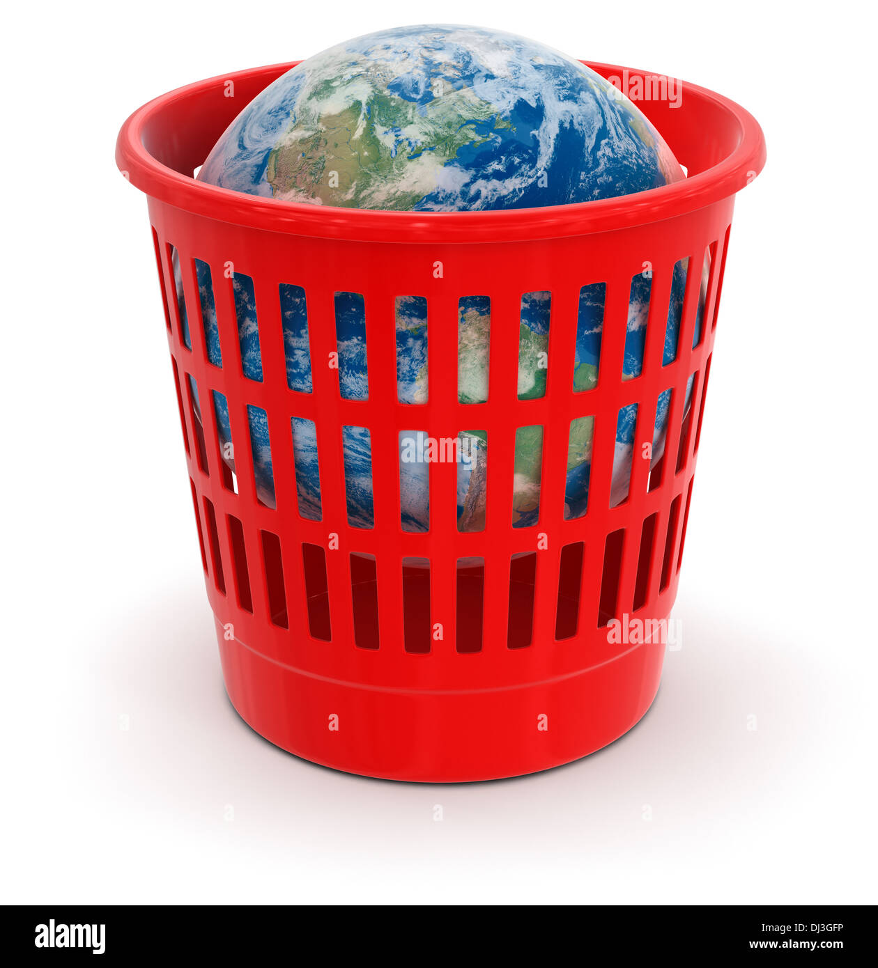 garbage basket with Globe (clipping path included Stock Photo - Alamy