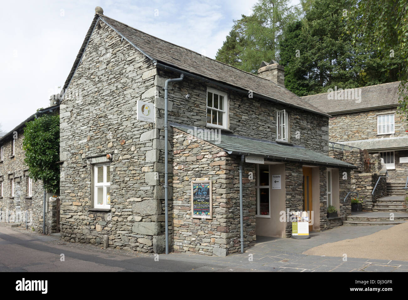 The Wordsworth Trust museum shop and entrance at Dove Cottage, Town End ...