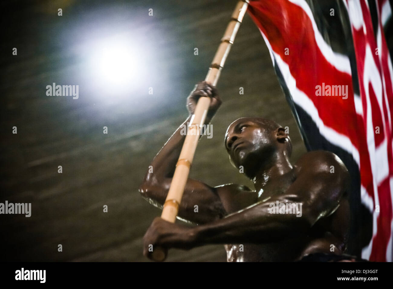 A supporter waving massive flag during Clube de Regatas do Flamengo (or ...