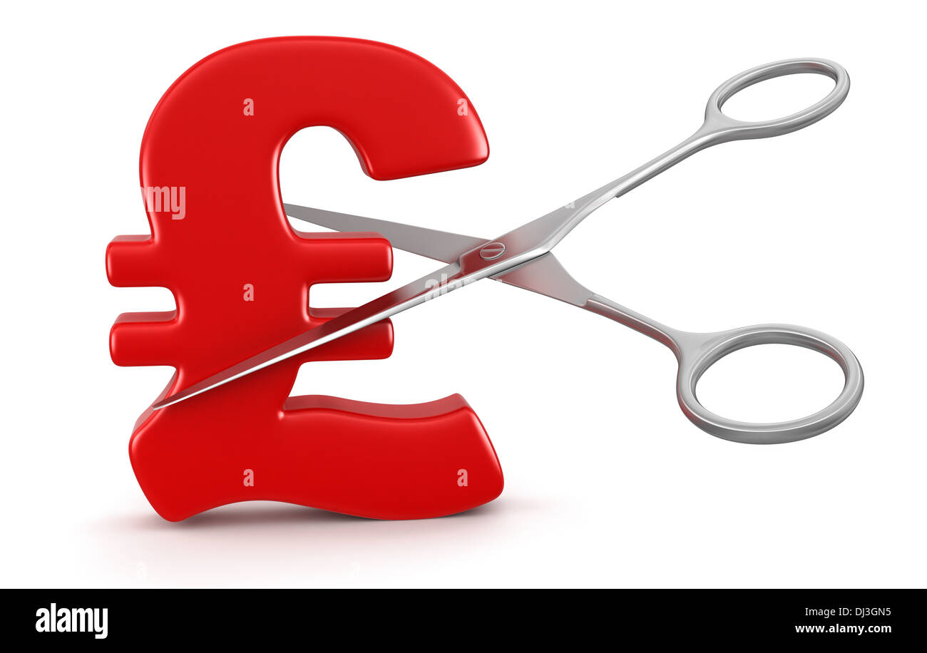 Scissors and pound (clipping path included Stock Photo - Alamy