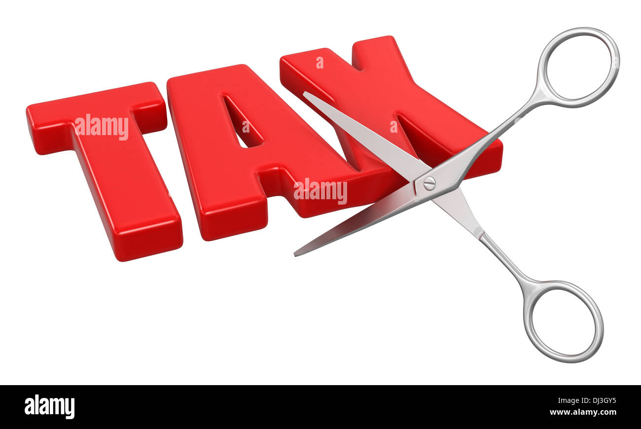 TAX and Scissors (clipping path included Stock Photo - Alamy