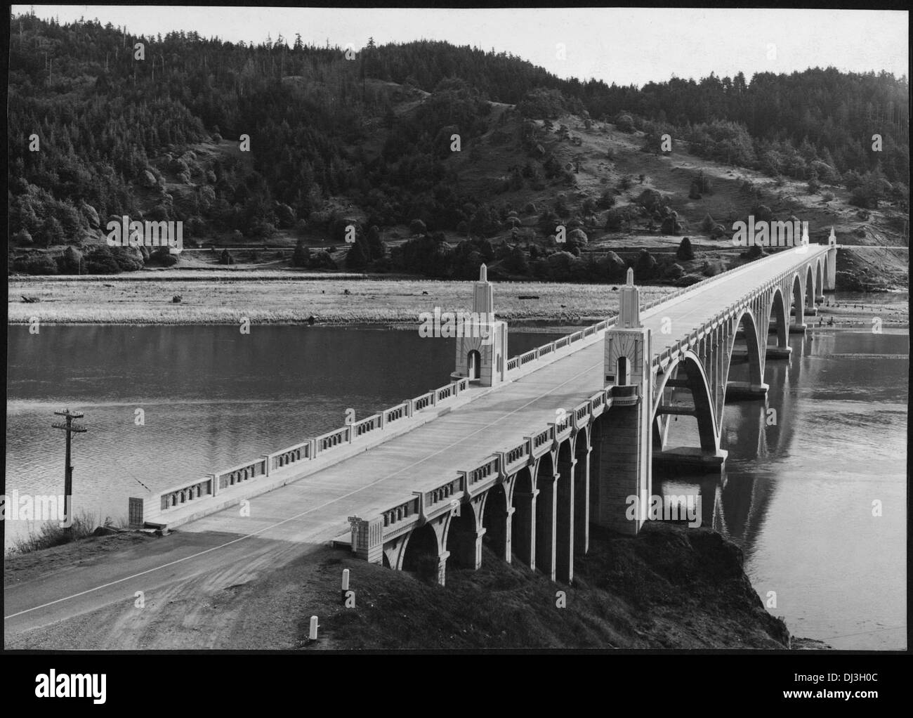 The Rogue River Bridge, an important structure in Oregon, spanning the ...