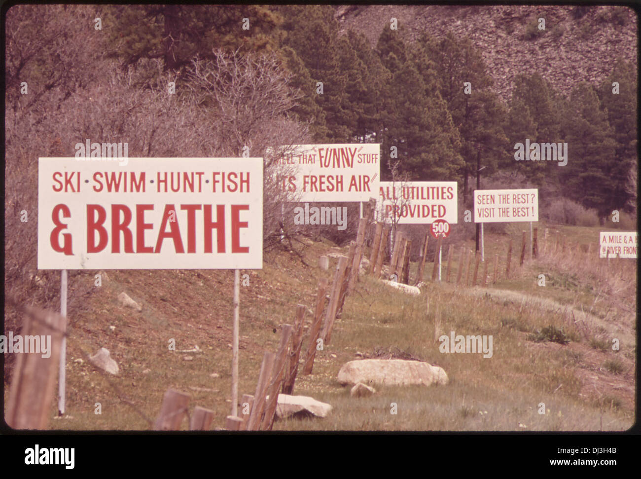 A photo showing the issue of sign pollution, where excessive signage ...