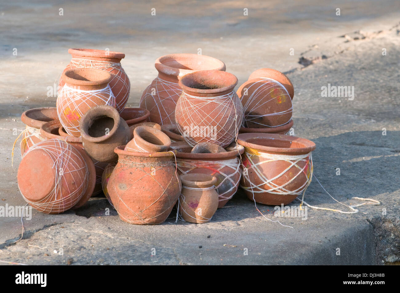 Ceramic pot sat at the side of the road in Tiruvannamalai in Southern ...