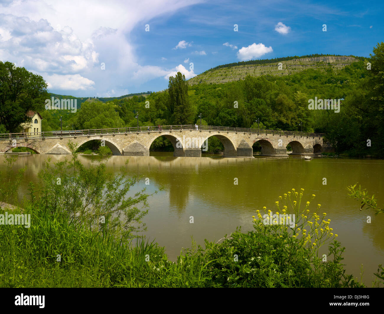 Historic bridge over the river Saale in Göschwitz, Jena, Thuringia ...