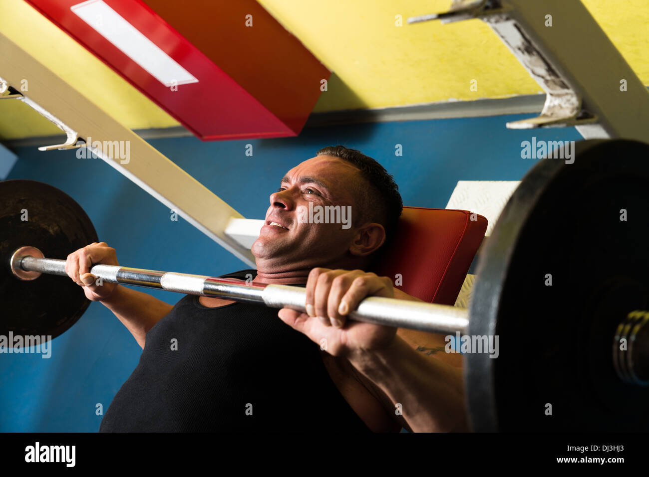 Overhead View of Man Weight Lifting Stock Photo - Alamy