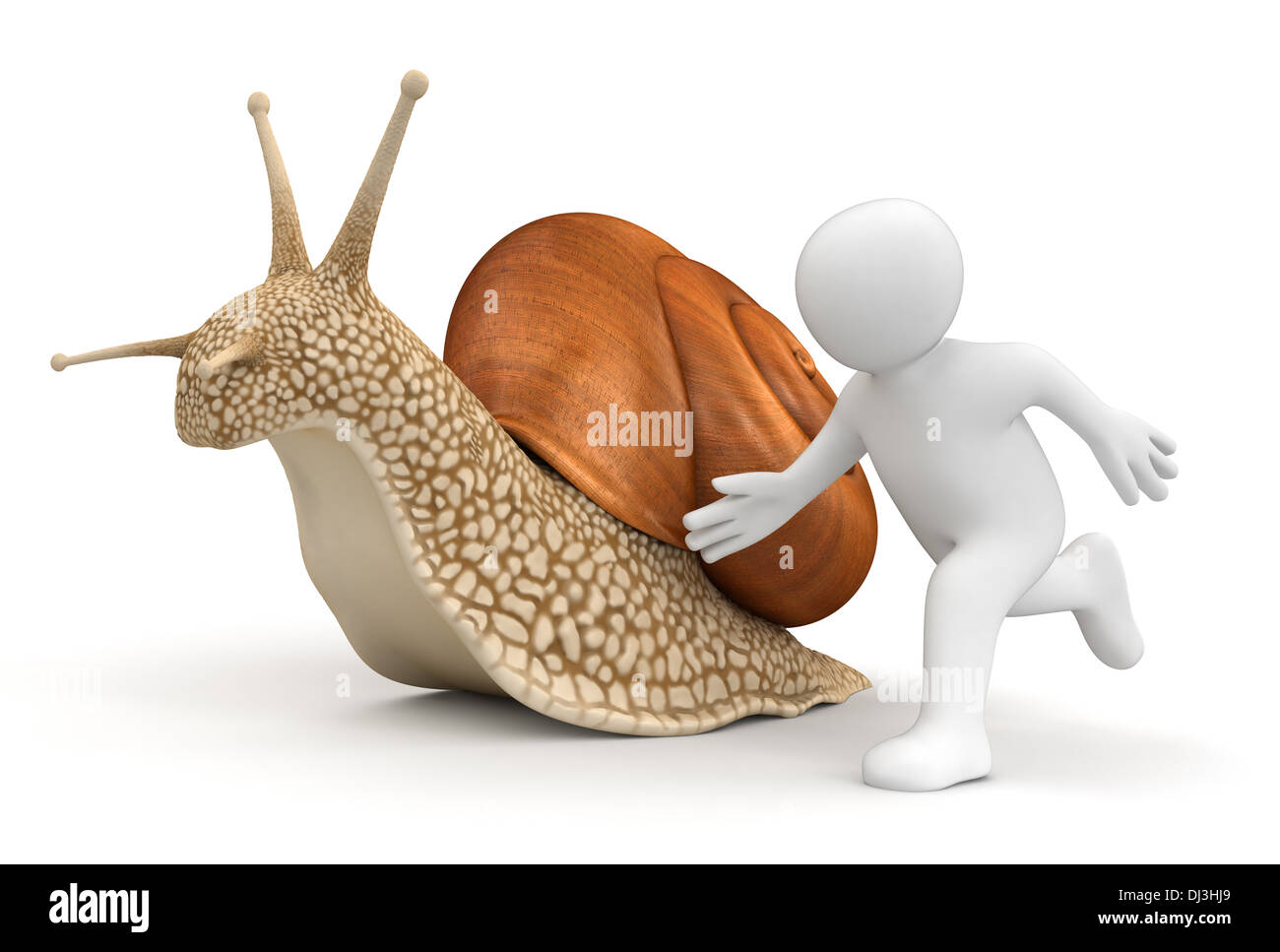 Snail and running man (clipping path included Stock Photo - Alamy
