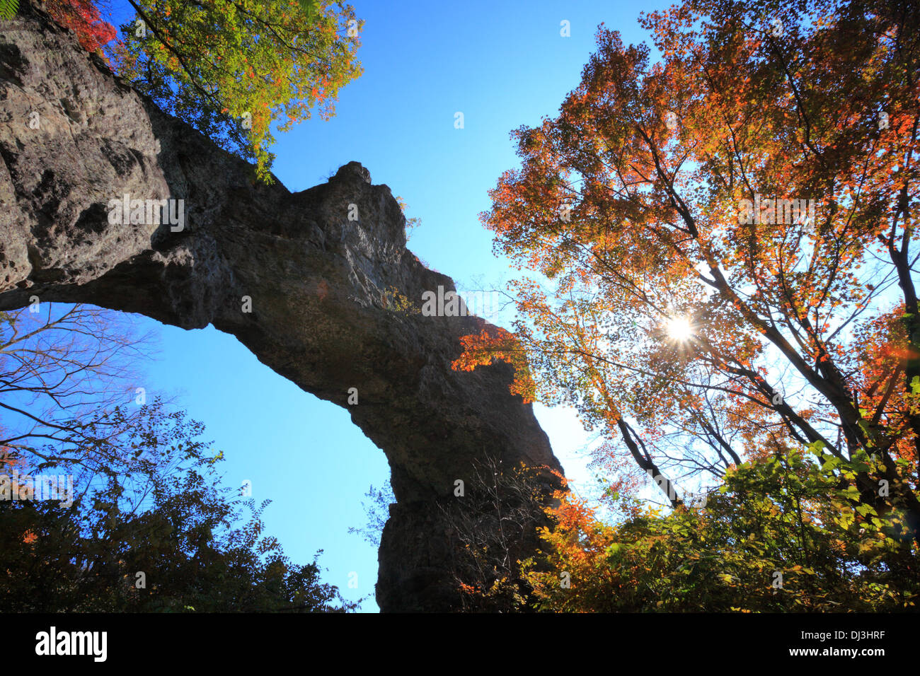 Autumn colours of Mt. Myogi, Stone arch, Gunma, Japan Stock Photo - Alamy