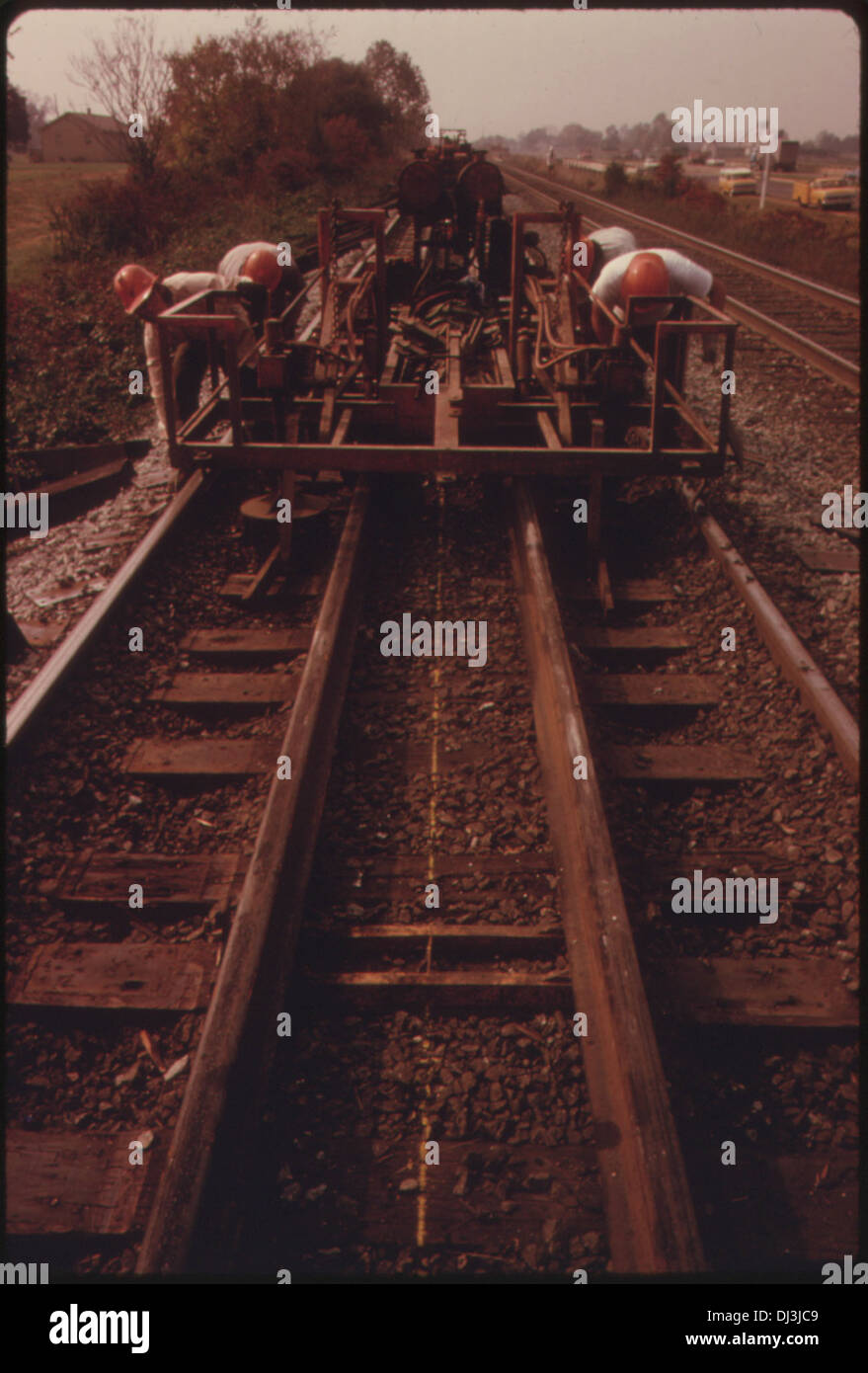 A Southern Railway work crew prepares to replace old track with new ...