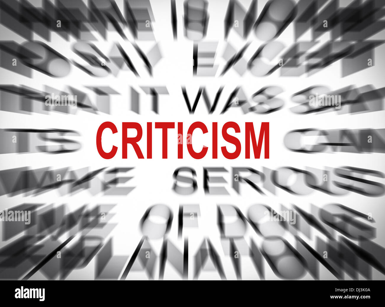 Blured text with focus on CRITICISM Stock Photo - Alamy