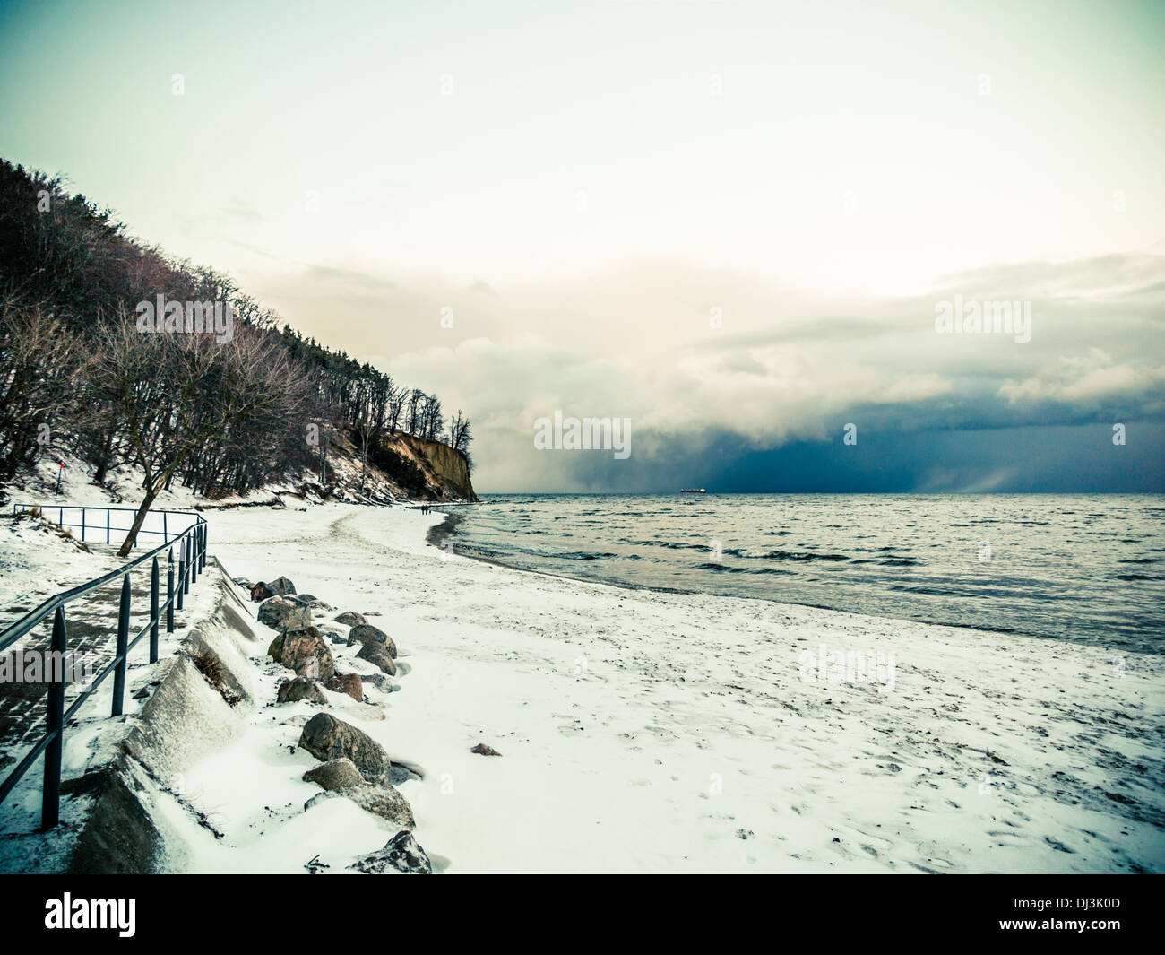 Baltic sea bay Gdynia cliff in Orlowo Poland. Beautiful winter ...