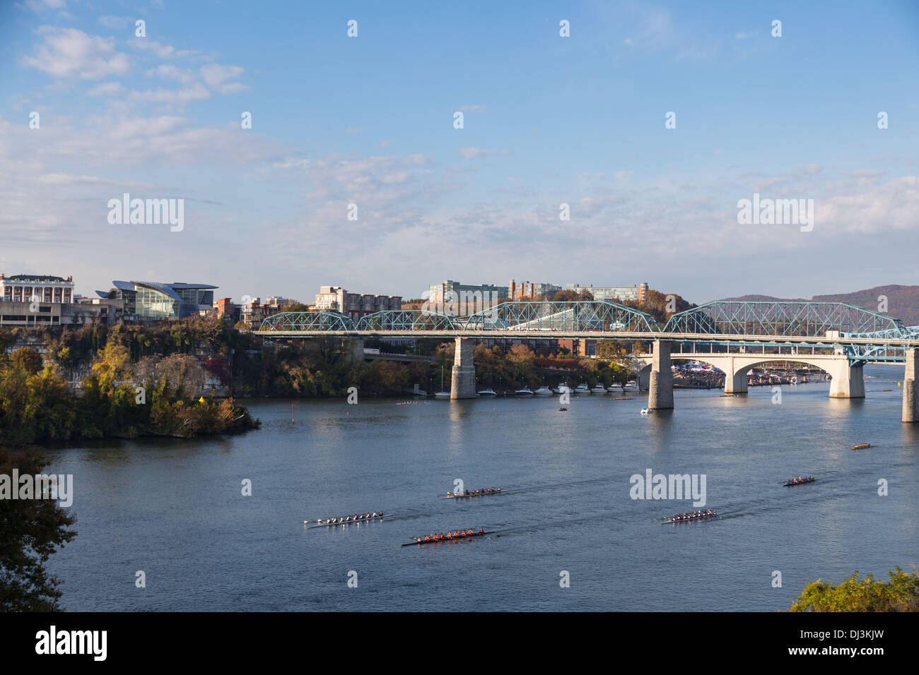 Chattanooga skyline from across the Tennessee River, early morning in ...