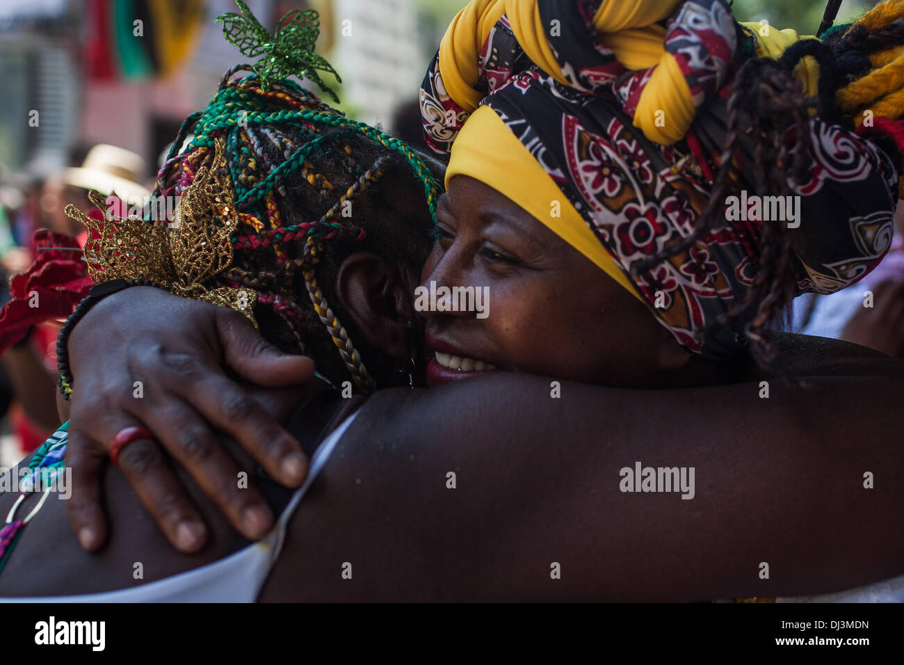 Sao Paulo, Brazil. 20th Nov, 2013. Demonstrators take part in a parade ...