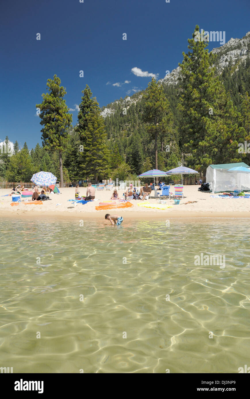 Families and Swimmers at Sand Harbor State Park Beach Stock Photo - Alamy