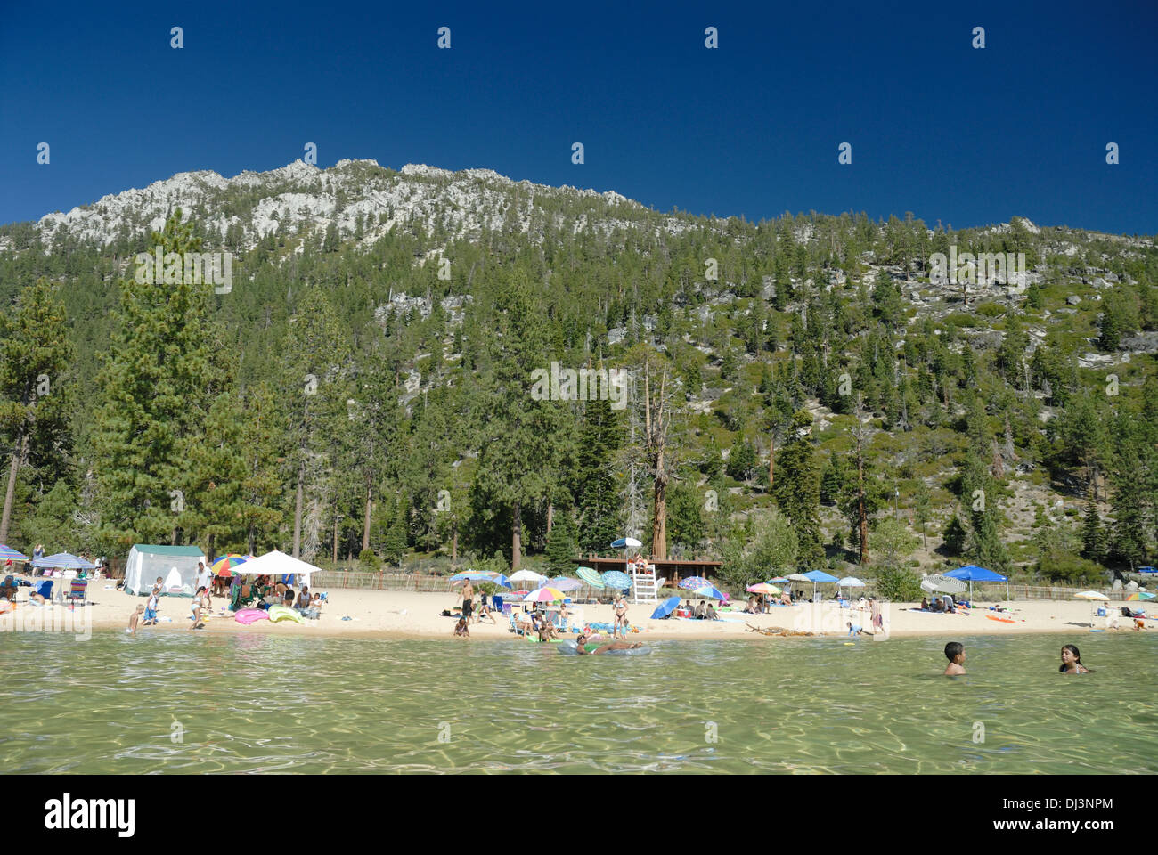 Families and Swimmers at Sand Harbor State Park Beach Stock Photo - Alamy