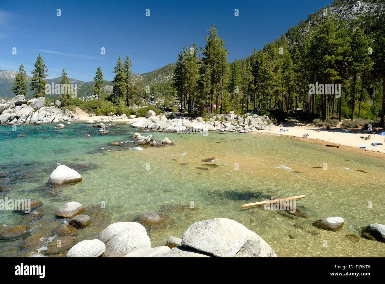 Swimmers and Rocks at Sand Harbor State Park Beach Stock Photo - Alamy